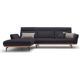 Ecksofa "CR.460", schwarz (anthrazitgrau, schwarzgrau 044, 57), B:318cm H:103cm T:183cm, Chenille COCO (72% Polyester 15% Baumwolle 13% Polyacryl), CREATION BY ROLF BENZ, Sofas, Ecksofa, Sockel in Eiche, Winkelf&uuml;&szlig;e in Umbragrau, Breite 318 cm