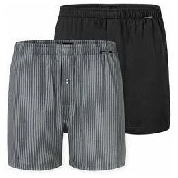 Boxershorts Schiesser "Boxershort 2er Pack", Herren, Gr. L, schwarz (schwarz, grau), Obermaterial: 100% Baumwolle CO., Unterhosen