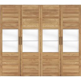 Kleiderschrank Home Affaire "Chamara", beige (natur), B:246cm H:218cm T:65cm, Schr&auml;nke, Kleiderschrank, aus massivem Eichenholz, in unterschiedlichen Breiten, H&ouml;he 218 cm