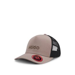 Fitted Cap Hugo "Marsel-Trucker", light, pastel braun, Web, Baumwolle, unifarben, Caps, aus Twill & Mesh mit 3D Logostickerei, unisex