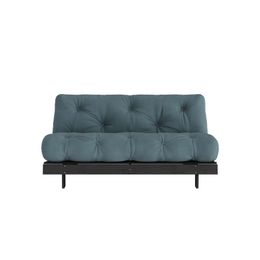 Daybett Karup Design "Roots Sofa Bed, Schlafsofa, Daybett, Bettfunktion, FSC-Massivholz", blau (petrol blau), B:160cm H:85cm, Bezug: 80% Baumwolle, 20% Polyester, Daybetten, Inkl. Futonmatratze. Mehrere Gr&ouml;&szlig;en & Farben, Made in Europe
