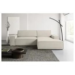 Ecksofa WERK2 "Treviso bequem, mit Bettfunktion und Bettkasten, Breite 267cm, L-Form", natur, B:267cm H:85cm T:165cm, 100% Polyester, Sofas, Ecksofa, Moderne, teilmassive Polsterecke, Komfortpolsterung und losen Kissen.
