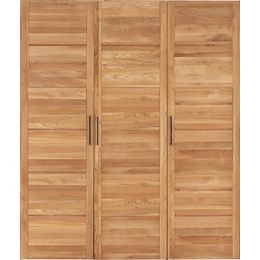 Kleiderschrank Home Affaire "Chamara", beige (natur), B:185cm H:218cm T:65cm, Schr&auml;nke, Kleiderschrank, aus massivem Eichenholz, in unterschiedlichen Breiten, H&ouml;he 218 cm