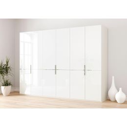 Kleiderschrank Musterring "Imola W", wei&szlig;, B:295,2cm H:236cm T:58cm, Floatglas, Holzwerkstoff, Schr&auml;nke, Kleiderschrank, Einlegeb&ouml;den und Kleiderstangen,mit Glast&uuml;ren und Aufleistung in Chrom