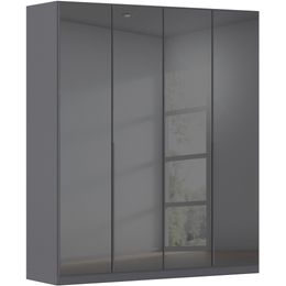 Dreht&uuml;renschrank OTTO HOME "Kleiderschrank Kleiderschr&auml;nke Schrank Garderobe AGORDO mit Glasfront", grau (graumetallic, glas basalt), B:181cm H:229cm T:54cm, Holzwerkstoff, Schr&auml;nke, Dreht&uuml;renschrank, durchdachte Innenausstattung, in 7 Breiten und 2 H&ouml;hen MADE IN GERMANY, Topseller