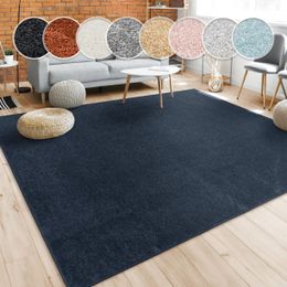 Teppich Paco Home "Porto 890", blau (navy, blau), B:140cm H:13mm L:200cm, Obermaterial: 100% Polypropylen, Teppiche, Teppich, Kurzflor, Uni-Farben, ideal im Wohnzimmer & Schlafzimmer