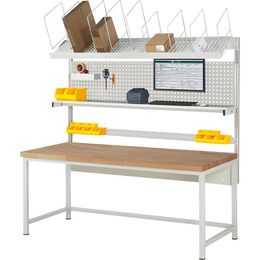 eurokraft pro Werkbank mit Systemaufbau Serie 8000, mit Systemaufbau 3, BxT 2000 x 900 mm