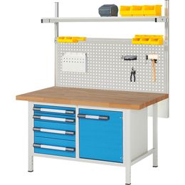 eurokraft pro Werkbank mit Systemaufbau Serie 8000, mit Systemaufbau 5, BxT 1500 x 900 mm