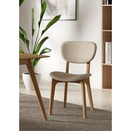 Stuhl Home Affaire "COZY Made in Italy", beige (beige, buche), B:50cm H:88cm T:62cm, Polyester, St&uuml;hle, Stuhl, Gestell in Buche, Kirsch- oder Nussbaum, Massivholz, Design Stuhl