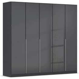 Dreht&uuml;renschrank OTTO HOME "Kleiderschrank Kleiderschr&auml;nke Schrank Garderobe AGORDO mit Glasfront", grau (graumetallic, glas basalt), B:226cm H:210cm T:54cm, Holzwerkstoff, Schr&auml;nke, Dreht&uuml;renschrank, durchdachte Innenausstattung, in 7 Breiten und 2 H&ouml;hen MADE IN GERMANY