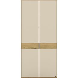 Kleiderschrank Musterring "Savona, Kleiderschrank, Schrank, Garderobe, teilmassiv Eiche", beige (braun), B:100cm H:216cm, Schr&auml;nke, Kleiderschrank, T&uuml;ren in Bianco-Eiche massiv, Spiegel-/Glast&uuml;ren, verschiedene Gr&ouml;&szlig;en