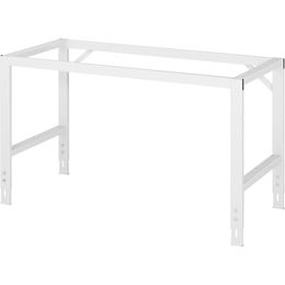 eurokraft pro Fahrbarer Arbeitstisch, Arbeitsh&ouml;he 910 - 1230 mm, BxT 1500 x 800 mm