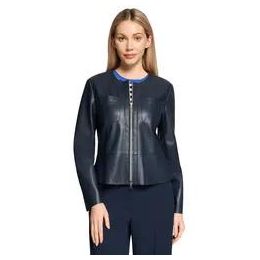 Jackenblazer Betty Barclay "Damen mit Rei&szlig;verschluss", Damen, Gr. 36, dunkelblau, Obermaterial: 100% Polyurethan, 100% Polyester, sehr schmal normal, Rundhals, Blazer