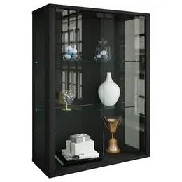 Wandregal Vcm "Wandvitrine H&auml;ngevitrine Glasvitrine Glas Udina M", schwarz, B:60cm T:25cm, Regale, Wandregal