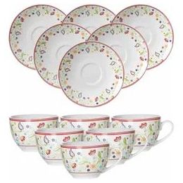 Ritzenhoff & Breker Tasse RITZENHOFF & BREKER "Kaffeetassen mit Untertassen Shanti 220 ml 6er Set bunt", bunt, 12 tlg., Porzellan, Trinkgef&auml;&szlig;e, Tasse