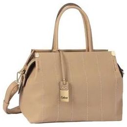 Shopper Gabor "Gela Stripe", Damen, Gr. B/H/T: 35cm x 24cm x 13,5cm, camel, Polyurethan, clean, gepflegt, unifarben, Taschen Shopper, feine Details mit dekorativen Handstichen und Logolasche