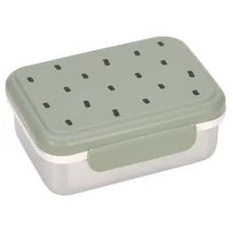 L&auml;ssig Lunchbox L&Auml;SSIG "Edelstahl Lunchbox 17,3 x 13,3 x 6,9 cm", gr&uuml;n (happy prints oliv), Lebensmittelaufbewahrungsbeh&auml;lter, Lunchbox
