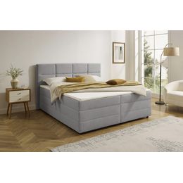 Boxbett OTTO HOME "Fillmore inkl. Bettkasten, Liegefl&auml;che 140 und 180x200 cm", grau (hellgrau), B:194cm L:210cm, Komplettbetten, inkl. Topper, erh&auml;ltlich in verschiedenen Farben, Topseller