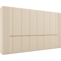 Kleiderschrank Musterring "Isabelle", beige (champagner, dekor), Schr&auml;nke, Champagner-Dekor, B/H/T: 393,1cm x 216cm x 58cm, T&uuml;ren: 8 Stk. Lamellen im Korpus-Farbton, Hartfaserplatte, Holzwerkstoff, Kleiderschrank, Lamellen in Korpusfarbe, Griffe in silber, versch. Gr&ouml;&szlig;en und Farben, B:393,1cm H:216cm T:58cm