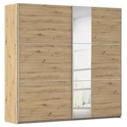 Schwebet&uuml;renschrank Rauch "Kleiderschrank Schrank Garderobe TOPSELLER ASTANA", eiche artisan, B:218cm H:210cm T:59cm, Holzwerkstoff, Schr&auml;nke, Schwebet&uuml;renschrank, mit 3 Spiegelelementen, Metallgriffleisten alufarbig MADE IN GERMANY