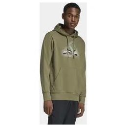 Kapuzensweatshirt Adidas SPORTSWEAR "CAMO MODERN LOGO GRAFIK HOODIE", Herren, Gr. S, olive strata, Obermaterial: 55% Baumwolle, 36% Polyester, 9% Viskose, angesetztes B&uuml;ndchen, Sweatshirts