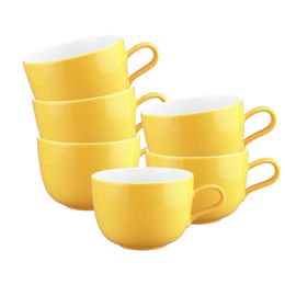 Tasse Seltmann Weiden "Milchkaffeetassen Liberty Pure Colors 380 ml 6er Set", gelb glow, &Oslash; 10,3cm x 7,4cm, 380ml, 6, Trinkgef&auml;&szlig;e, Tasse, Sp&uuml;lmaschinenfest, Mikrowellensicher, Ofenfest