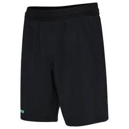 Trainingsshorts Hummel "HMLBLAZE 2.0 TRAINING SHORTS", Herren, Gr. XXXL (58), N-Gr, schwarz, pool blau, Obermaterial: 88% Polyester, 12% Elasthan, normal normal, Hosen, mit Kordelzug, elastischer Bund, normale Passform