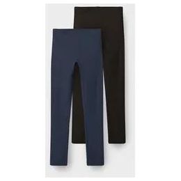 Leggings name it "NKFVIVIAN 2P LEGGING L NOOS", M&auml;dchen, Gr. 110/116, N-Gr, blau (schwarz sapphir), Jersey, Obermaterial: 95% Baumwolle, 5% Elasthan, unifarben, slim fit lang, Hosen Leggings, unifarben, casual, sehr schmal, Baumwollmischung, Jersey