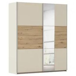 Schwebet&uuml;renschrank Rauch "Kleiderschrank Schrank Garderobe TOPSELLER ASTANA", champagner, eiche artisan, B:175cm H:210cm T:59cm, Holzwerkstoff, Schr&auml;nke, Schwebet&uuml;renschrank, mit 3 Spiegelelementen, Metallgriffleisten alufarbig MADE IN GERMANY