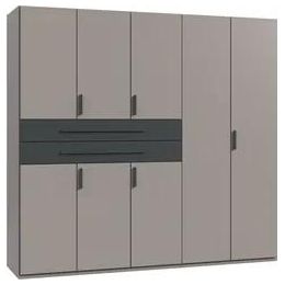 Dreht&uuml;renschrank wimex "Digit Kleiderschrank wahlweise mit oder ohne Spiegel", saharagrau, absetzung und griffe grafit, B:225cm H:208cm T:58cm, Holzwerkstoff, Schr&auml;nke, Dreht&uuml;renschrank, erh&auml;ltlich in den Breiten 225cm oder 270cm (mit 8 oder 10 T&uuml;ren)
