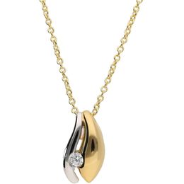 Kette mit Anh&auml;nger Firetti "Schmuck Geschenk Halsschmuck Halskette Kette Solit&auml;r bicolor", gold (silberfarben, gelbgoldfarben, kristallwei&szlig;), Halsketten, Damen, Messing, L: 45 B: 1,4mm, mit Zirkonia (synth.), B:1,4mm