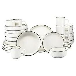 Kombiservice Creatable "Nordic Festive, Service 30-tlg.", creme, 30, Steinzeug, Geschirr-Sets, Kombiservice, Minimalistisches Design, Dezente goldene Akzente