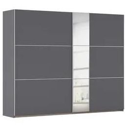 Schwebet&uuml;renschrank Rauch "Kleiderschrank Schrank Garderobe TOPSELLER ASTANA", graumetallic, B:261cm H:210cm T:59cm, Holzwerkstoff, Schr&auml;nke, Schwebet&uuml;renschrank, mit 3 Spiegelelementen, Metallgriffleisten alufarbig MADE IN GERMANY