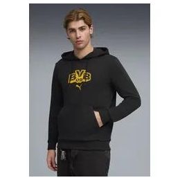 Kapuzensweatshirt Puma "BVB FTBLCULTURE HOODIE", Herren, Gr. XL, Puma schwarz, faster gelb, Sweatware, Obermaterial: 68% Baumwolle, 32% Polyester, gemustert, regular fit normal, angesetztes B&uuml;ndchen, Sweatshirts, sportlicher Stil, Regular Fit