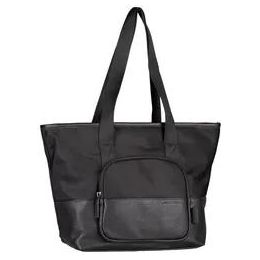 Shopper Tom Tailor "Viene", Damen, Gr. B/H/T: 40cm x 28cm x 13cm, schwarz, Nylon, clean, gepflegt, unifarben, Taschen Shopper, fein genarbtes Lederimitat trifft auf leichtes Nylon mit feinem Logo