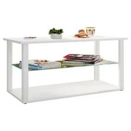 Couchtisch Vcm "Holz Sofatisch Couchtisch Glas Tisch Wanilo L", wei&szlig;, B:95cm T:45cm, Tische, Couchtisch