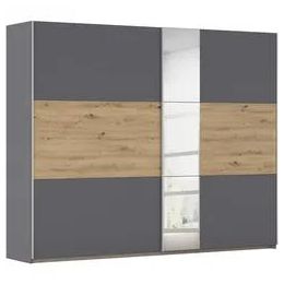 Schwebet&uuml;renschrank Rauch "Kleiderschrank Schrank Garderobe TOPSELLER ASTANA", graumetallic, eiche artisan, B:261cm H:210cm T:59cm, Holzwerkstoff, Schr&auml;nke, Schwebet&uuml;renschrank, mit 3 Spiegelelementen, Metallgriffleisten alufarbig MADE IN GERMANY