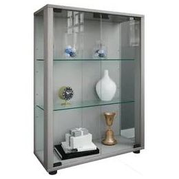 Standvitrine Vcm "Holz Glas Stand Vitrine Sammelvitrine Sintalo", silber, B:60cm T:25cm, Obermaterial: 100% Holz Wood., Schr&auml;nke, Standvitrine