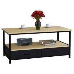 Couchtisch Vcm "Metall Holz Schublade Sofatisch Couchtisch Flonila", braun (honig, eiche), B:100cm T:50cm, Tische, Couchtisch