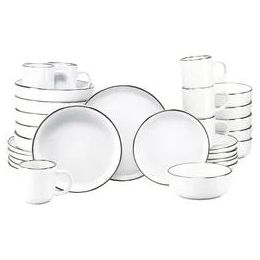 Kombiservice Creatable "Nordic Festive, Service 30-tlg.", wei&szlig;, 30, Steinzeug, Geschirr-Sets, Kombiservice, Minimalistisches Design, Dezente goldene Akzente