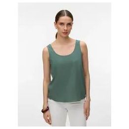 V&eacute;ro Moda Blusenshirt VERO MODA "VMMYMILO S/L TOP WVN GA", Damen, Gr. S, laurel wreath, Jersey, Obermaterial: 55% Viskose, 45% Leinen, unifarben, regular fit kurz, tiefer Rundhals, Shirts Blusenshirt