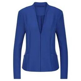 Jackenblazer GOLDNER "Viskoseblazer in Piqu&eacute;-Optik", Damen, Gr. 48, blau (royalblau), Obermaterial: 60% Viskose CV. 35% Polyamid PA. 5% Elasthan EL., figurumspielend, V-Ausschnitt, Blazer, figurschmeichelder Schnitt