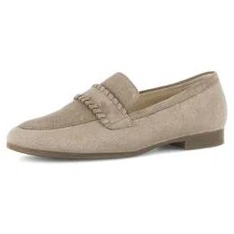 Slipper Gabor "FLORENZ", Damen, Gr. 37, beige, natur, Veloursleder, Schuhe Slipper, Blockabsatz, Schlupfschuh, Businessschuh mit Zierriegel, G-Weite