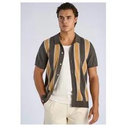 Strickcape LINDBERGH "Cardigan Kurzarm Relaxed Fit", Herren, Gr. XL, dk army, Obermaterial: 100% Baumwolle, gestreift, Strickjacken
