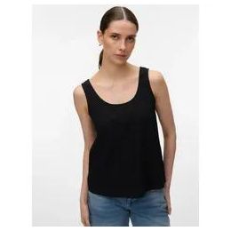 V&eacute;ro Moda Blusenshirt VERO MODA "VMMYMILO S/L TOP WVN GA", Damen, Gr. XS, schwarz, Jersey, Obermaterial: 55% Viskose, 45% Leinen, unifarben, regular fit kurz, tiefer Rundhals, Shirts Blusenshirt