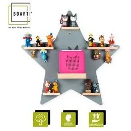 Wandregal BOARTI "Regal Holz Stern Kinder Toniebox Tonies Figuren", grau, B:52cm T:19cm, Regale, Wandregal