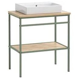 Waschtisch Welltime, eiche hell, pistazie, B:70cm H:89,2cm T:45cm, Waschtische, Waschtisch, Made in Germany