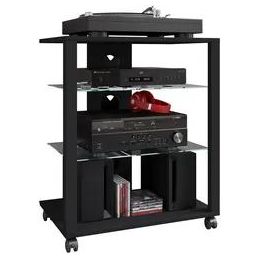 Wohnzimmertisch Vcm "Hifi M&ouml;bel Rack Glas Phono Mediaregal Folas Rollen", schwarz, B:60cm T:41cm, Sideboards, TVRack