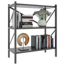 Standregal Vcm "Holz Metall Stand Regal B&uuml;ro B&uuml;cher Insasi 2fach", schwarz (anthrazit), B:66cm T:34cm, Regale, Standregal