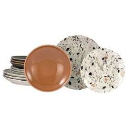 Teller-Set Creatable "Terrazzo Mix, Teller Set 12-tlg.", bunt, 12, Steinzeug, Geschirr-Sets, Unregelm&auml;&szlig;ige Steine, Steinoptik